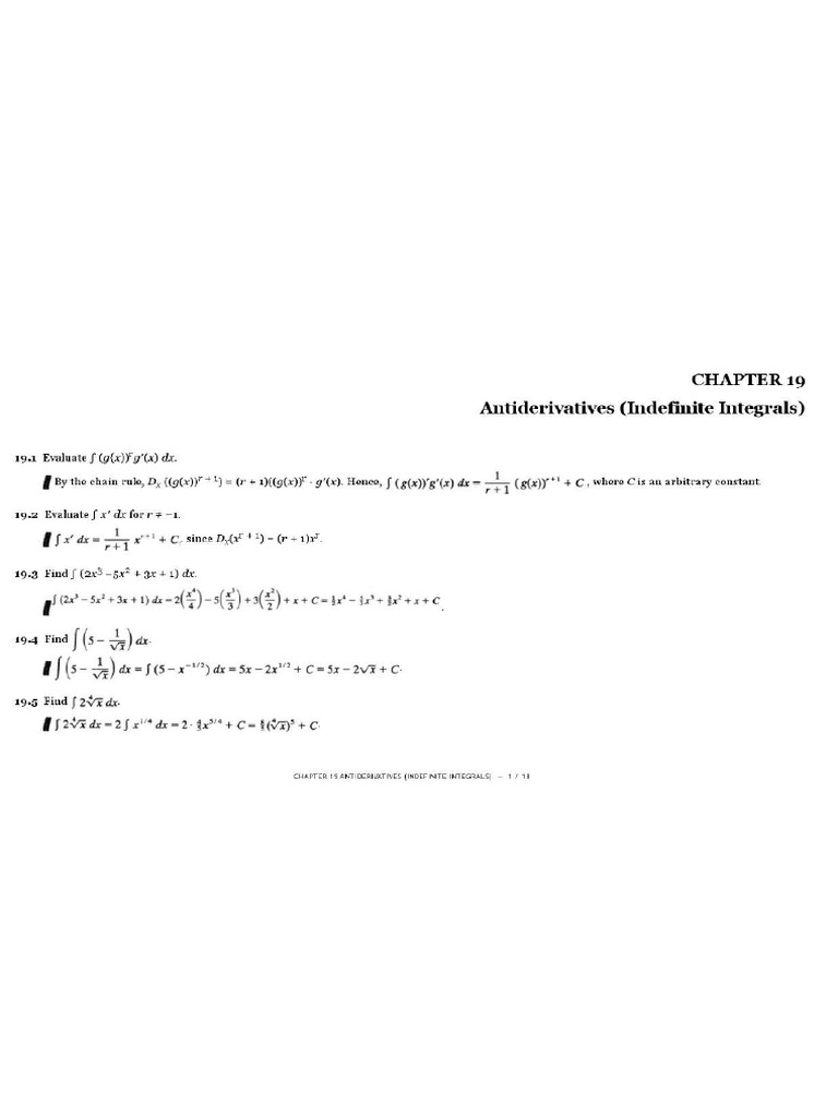 Indefinite Integrals Exercises | PDF