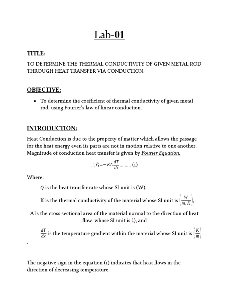 Thermo Lab Report Conduction Final1 | PDF | Thermal Conduction | Heat ...