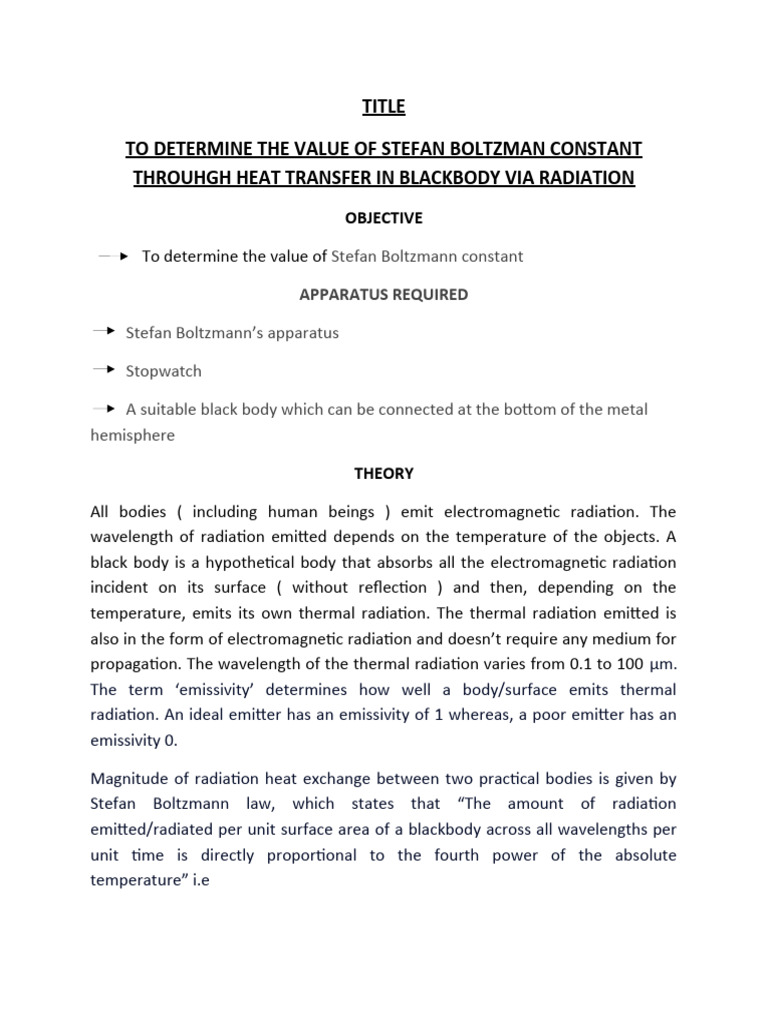 Stefan Constant Lab Report Final | PDF | Branches Of Thermodynamics ...