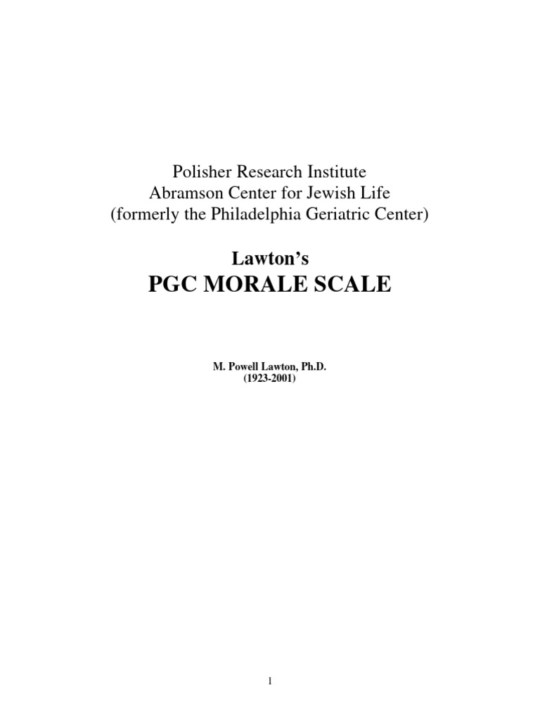 Lawtons PGC Moral Scale | Download Free PDF | Anxiety | Gerontology