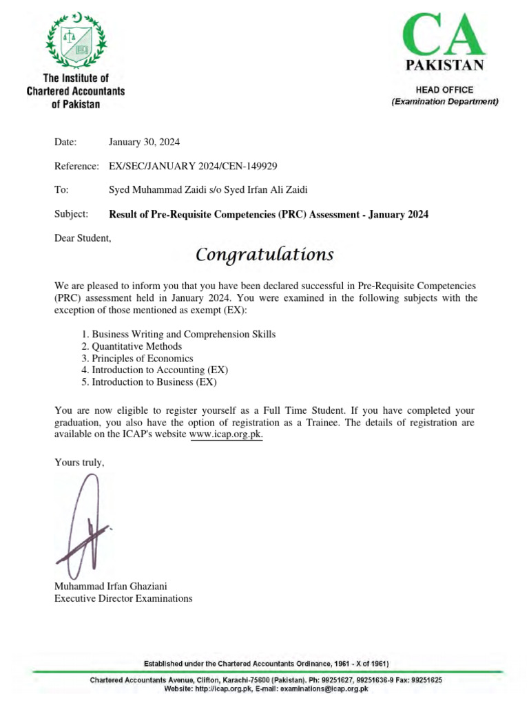 PRC Assessment Results - January 2024 | PDF