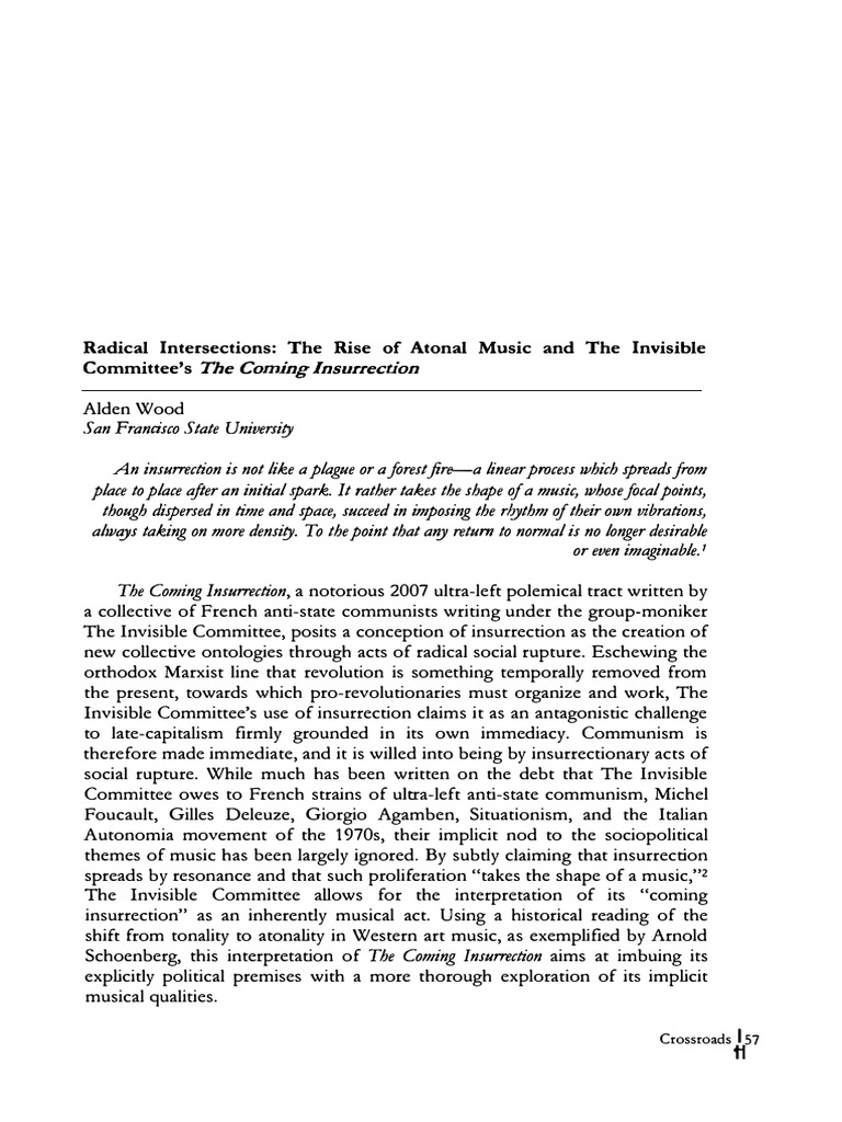 Atonal Music and Insurrection | PDF | Social Science | Philosophy