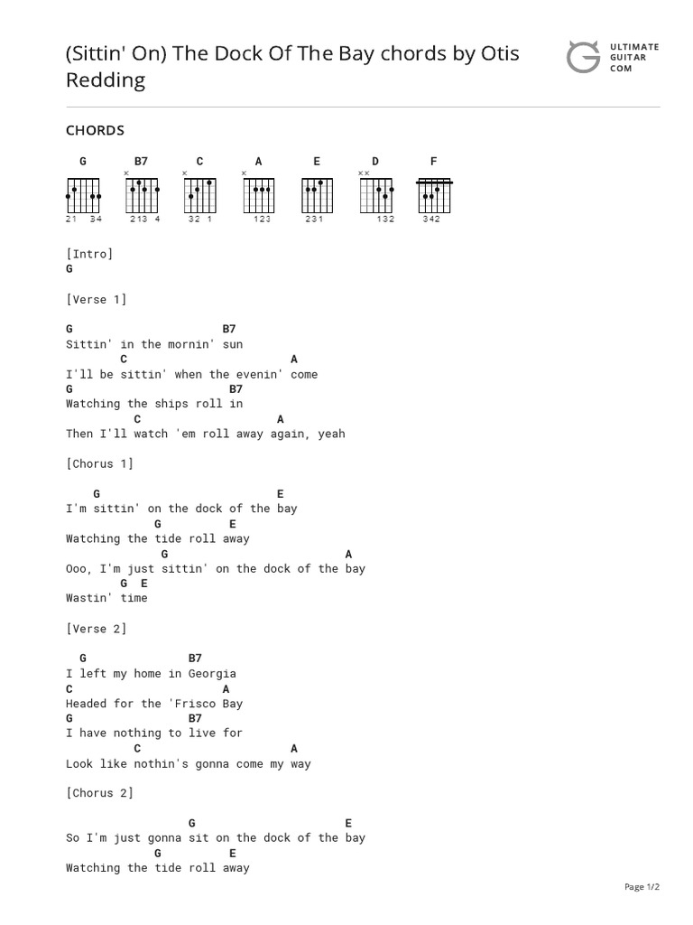 Dock of the Bay Lyrics and Chords | PDF