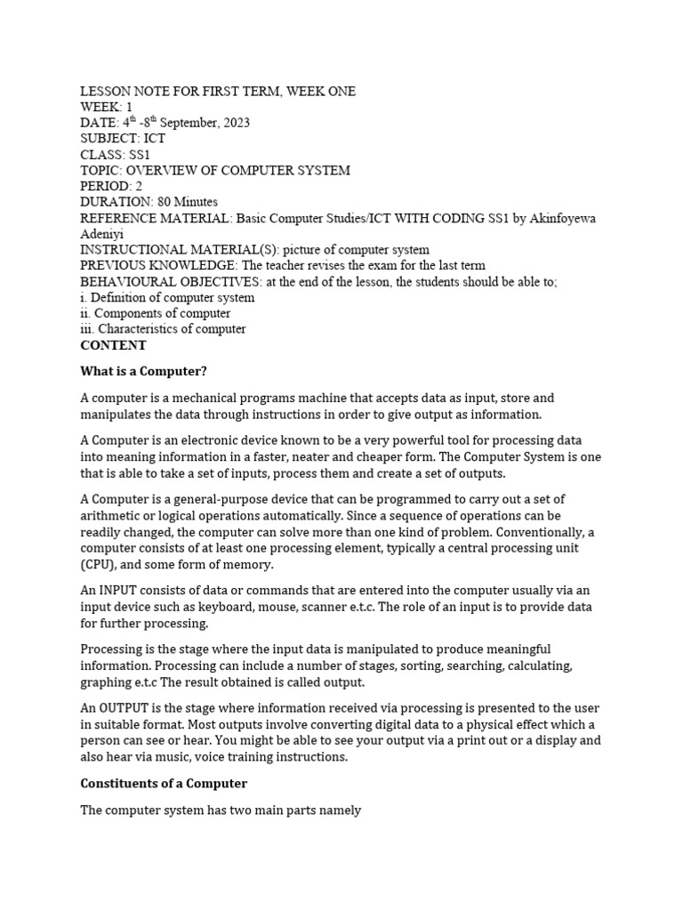 Week 1 Pdf Input Output Computer Hardware