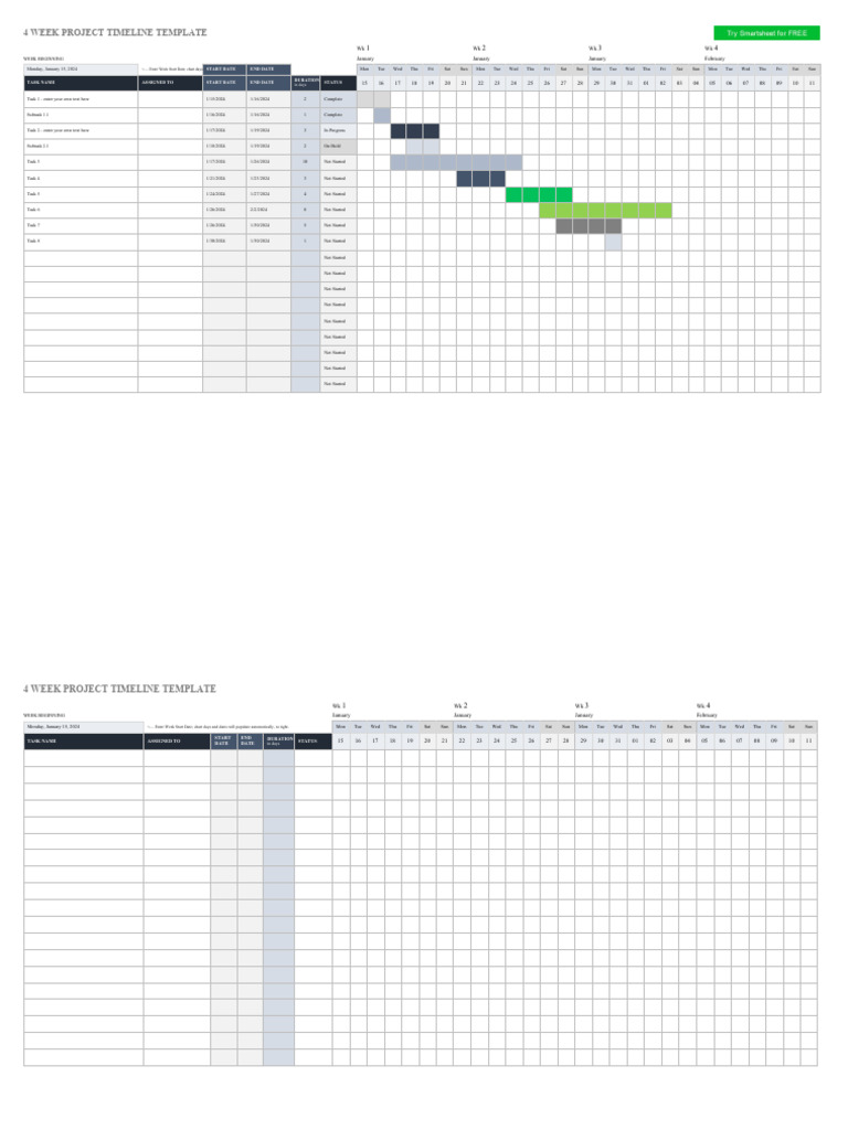 4-Week Project Timeline Template | PDF