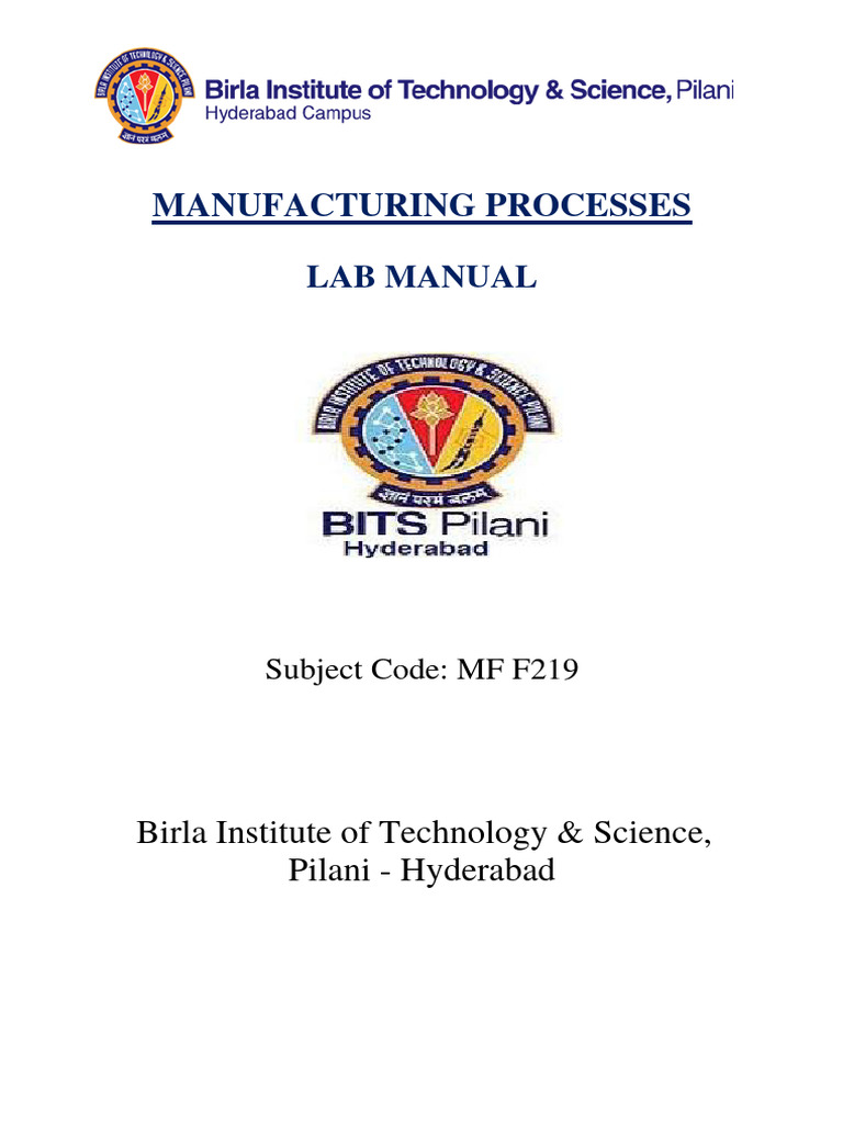 Revised Manufacturing Processes Lab Manual 23-24 | PDF | Welding ...