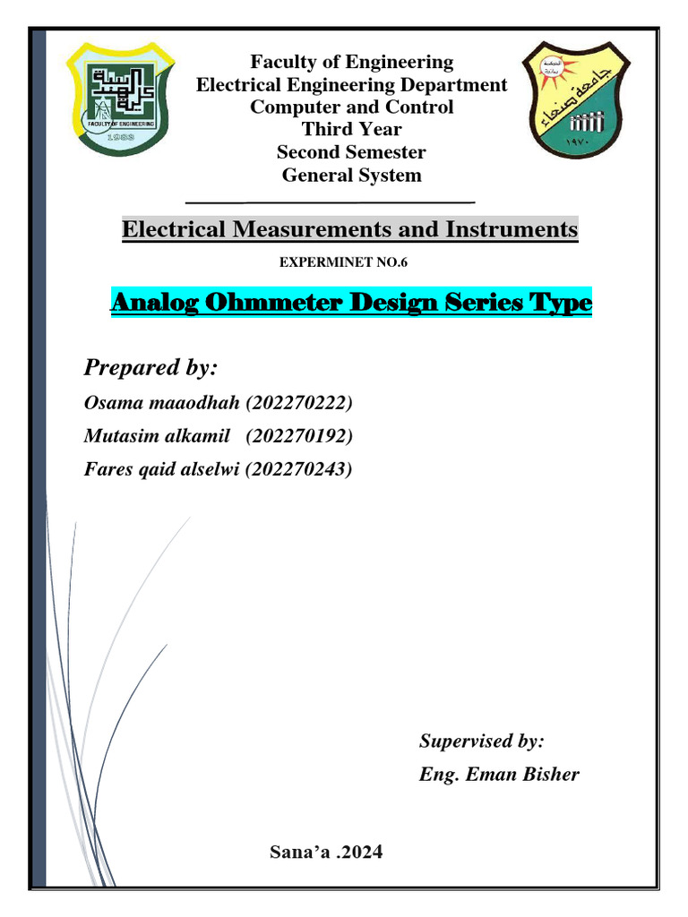 Edited Analog Ohmmeter Design | PDF | Electrical Resistance And ...