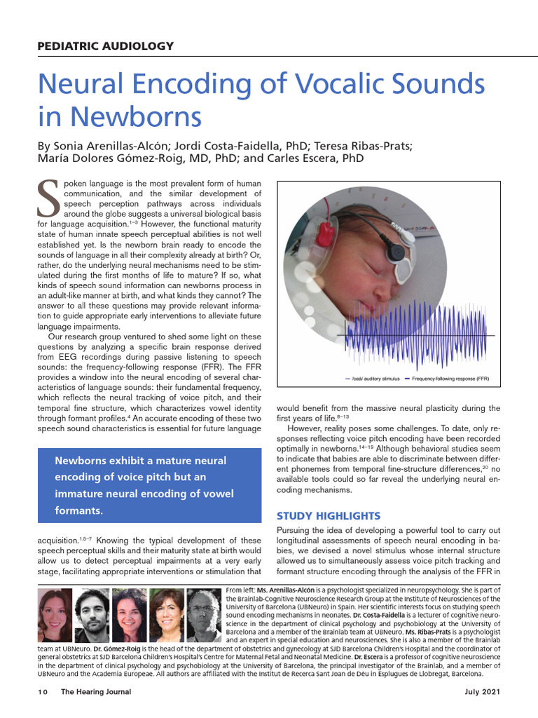 Neural Encoding of Vocalic Sounds in Newborns.3 | PDF | Perception | Pitch (Music)