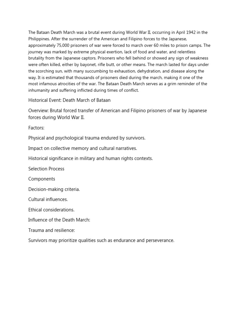 The Bataan Death March Was A Brutal Event During World War II | PDF