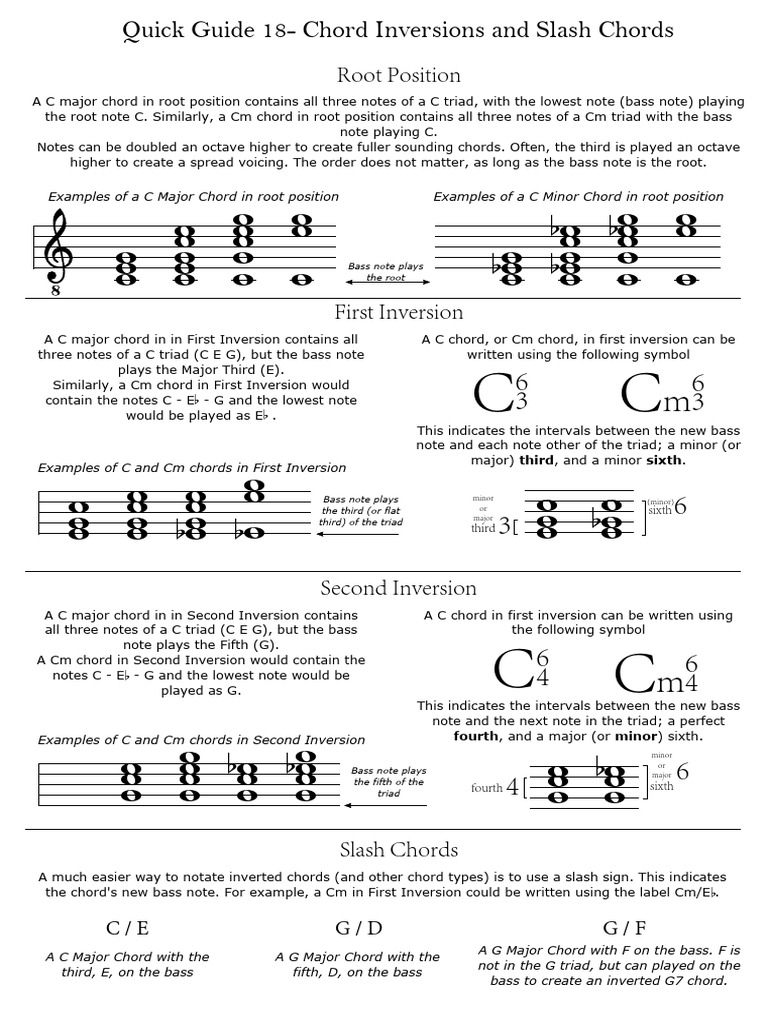 Patreon Only Chord Inversions And Slash Chords Pdf Chord Music Musical Notation
