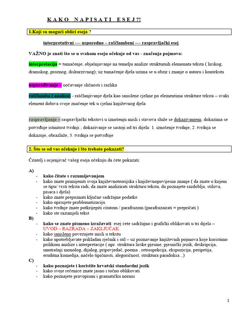 Kako Napisati Esej | PDF