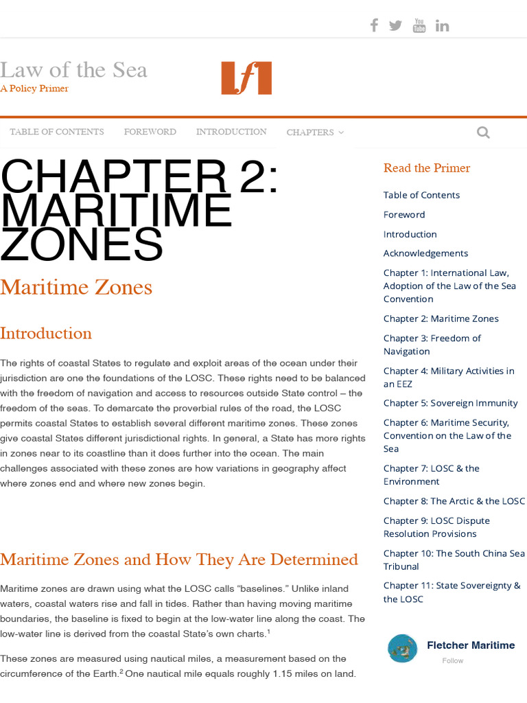 Chapter 2 - Maritime Zones - Law of The Sea | PDF | Territorial Waters | Exclusive Economic Zone