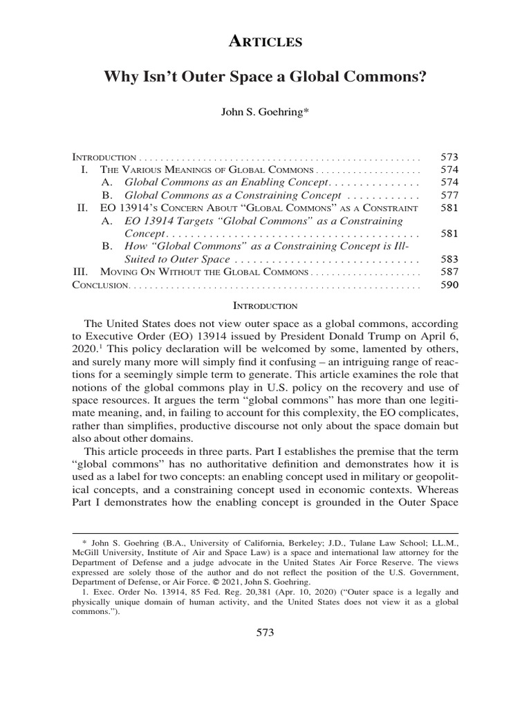 Why Isnt Outer Space A Global Commons 2 | PDF | Nasa