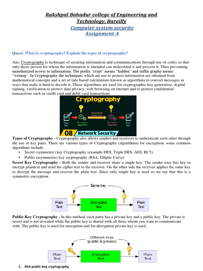 Assignment Css 4 | PDF | Public Key Cryptography | Cryptography Assignment Css 4 | PDF | Public Key Cryptography | Cryptography