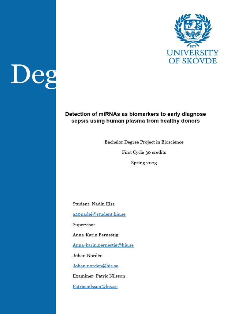 Degree+Project-Nadin+Eisa Final v.1 | PDF | Real Time Polymerase Chain Reaction | Reverse ...