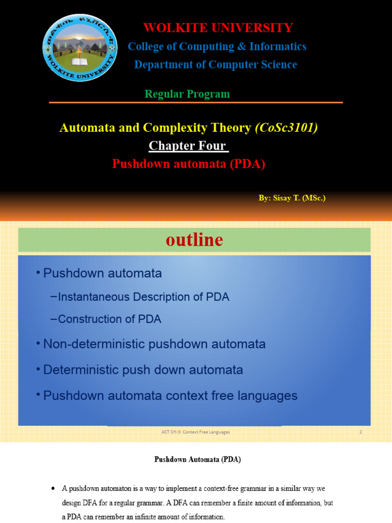 ACT CH4 Pushdown Automata | PDF | Formal Methods | Languages