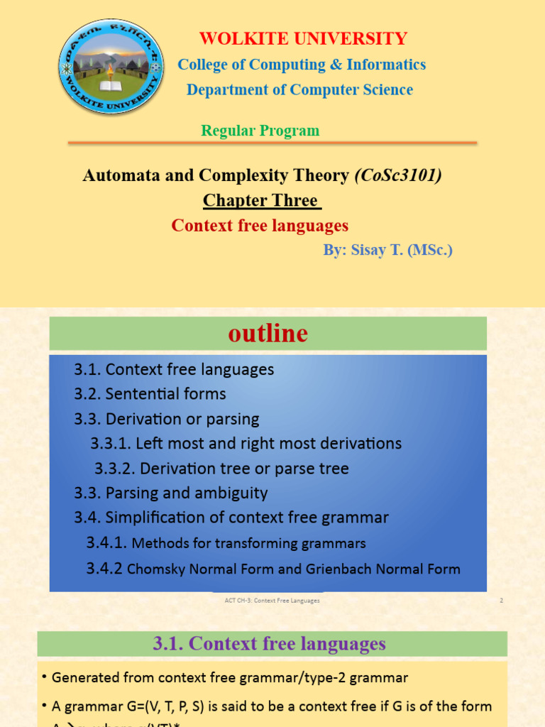 ACT CH 3 Context Free Languages | PDF | Parsing | Formalism (Deductive)