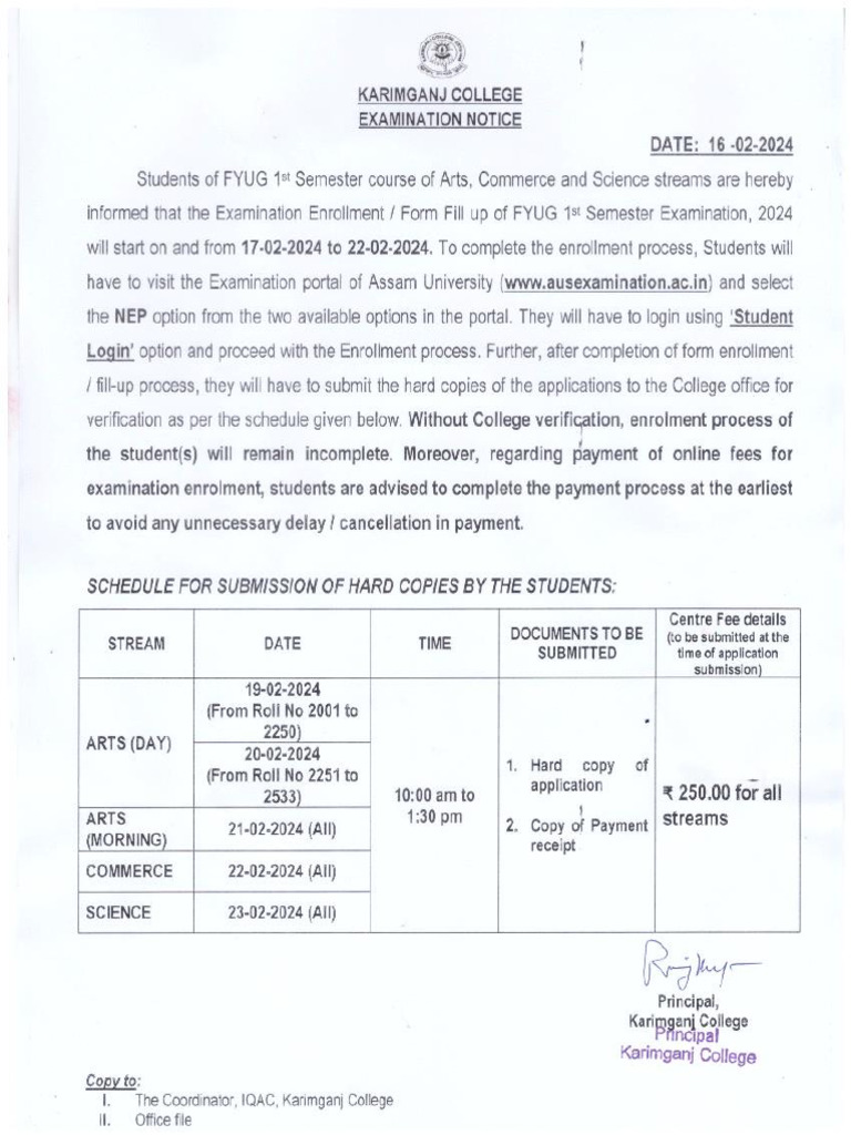 FORM-FILLUP FYUG 1st Sem Form Fillup | PDF