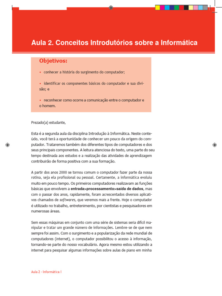 Aula 2 Conceitos Introdutorios Sobre A Informática | PDF | Entrada ...