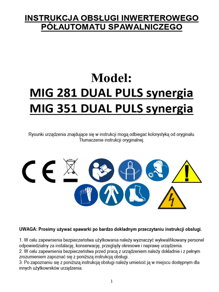 Instrukcja Obs - Ugi Manual - MIG - 281 - 351 - DPS | PDF