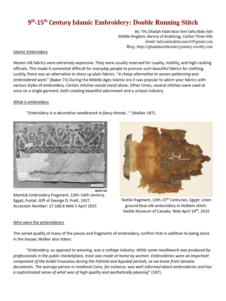 Islamic Embroidery: 9th-15th Century Techniques | PDF | Embroidery ...