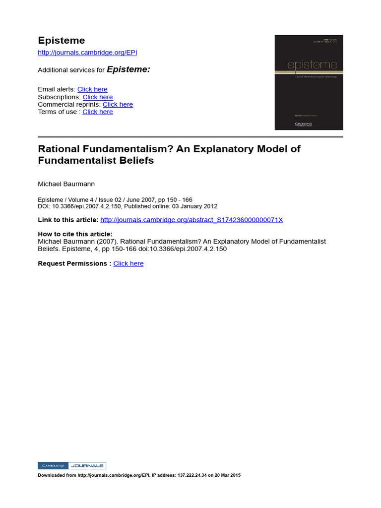 Episteme - Michael Baurmann | PDF | Knowledge | Rationality
