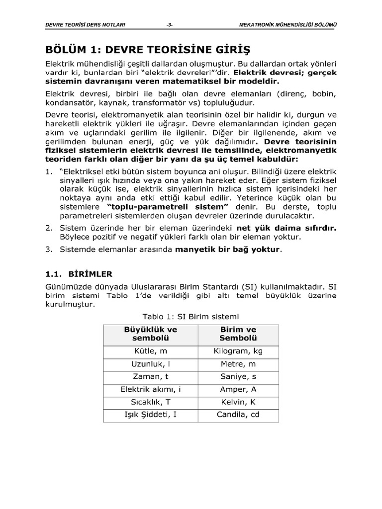 Devre Teorisi Notları | PDF