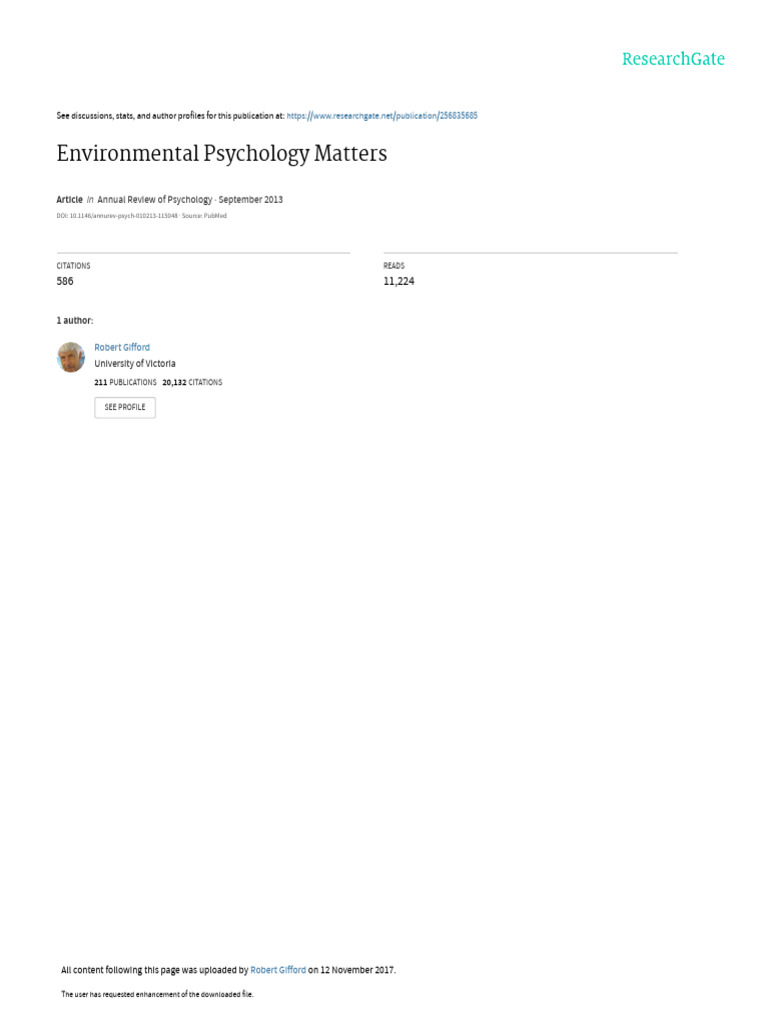 Environmental Psychology Matters | PDF | Psychology | Attitude (Psychology)