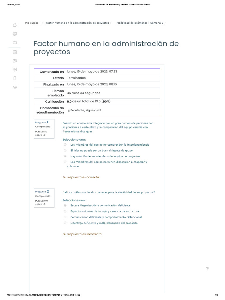 Modalidad de Exámenes - Semana 2 - FACTOR HUMANO | PDF