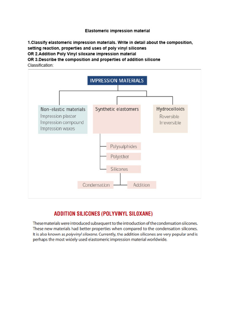 Elastomeric, Denture Base Resins, Gypsum, Die Material | PDF | Silicone ...