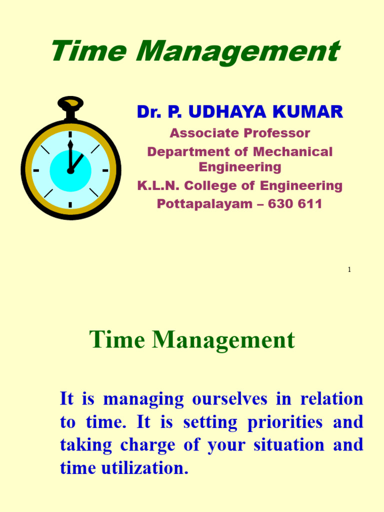 004 UdayaKumar Time Management | PDF | Procrastination | Professional Skills