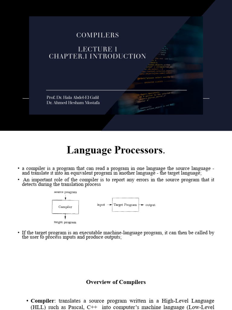 Lecture 1 - Ch1. Introduction To Compiler | PDF | Compiler | Parsing