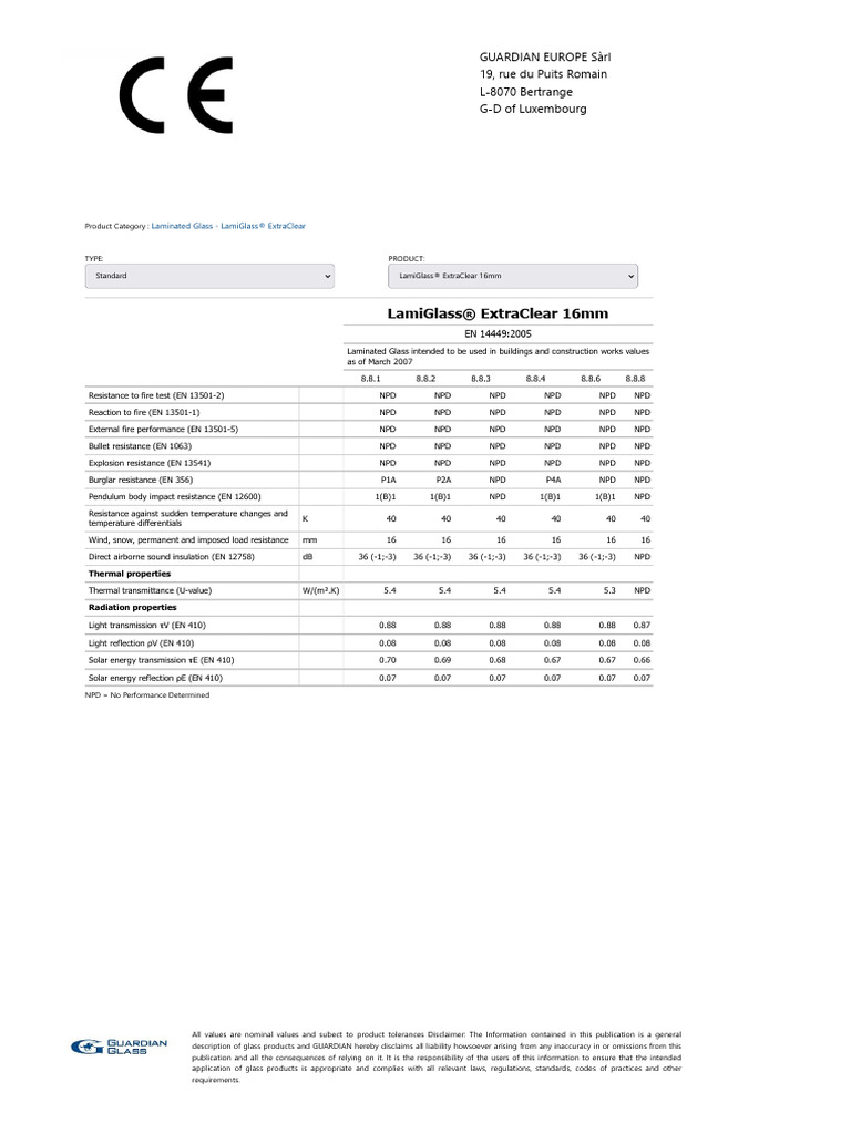 CE Marking Laminado Extraclear 88 | PDF | Building Insulation ...