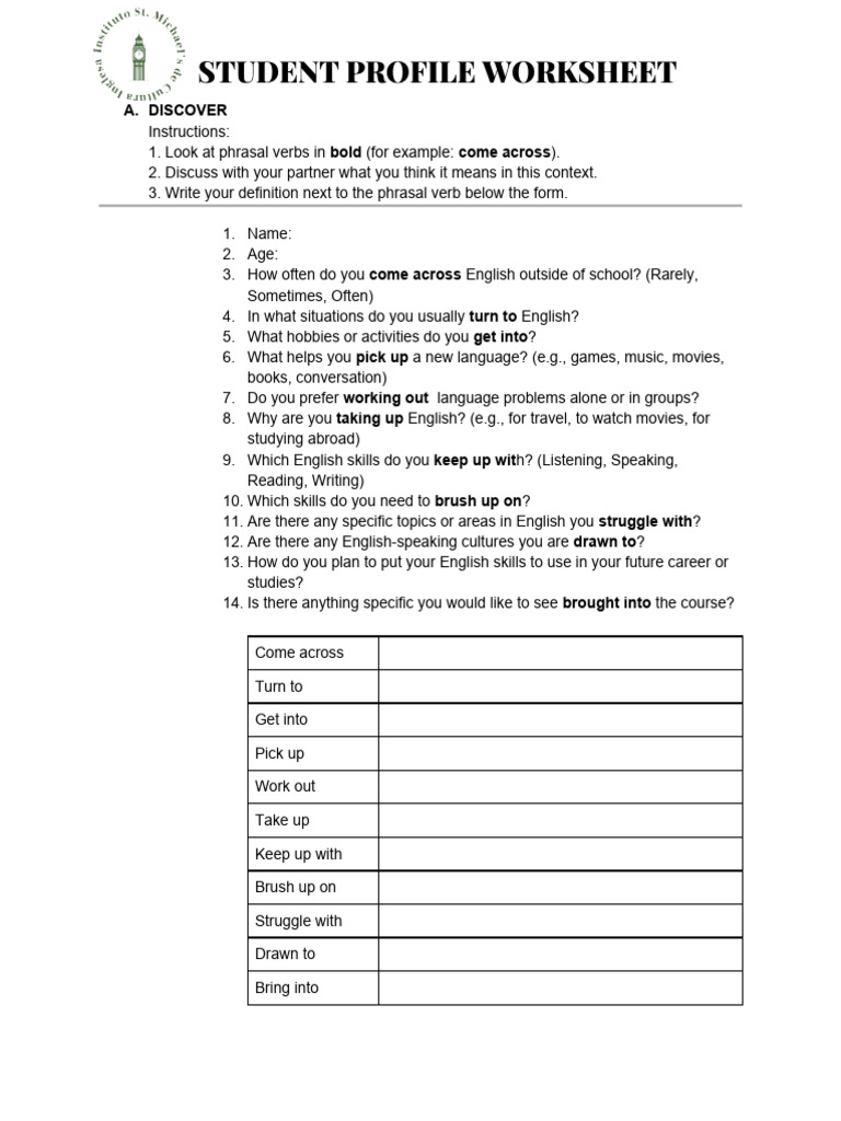 Student Profile Lesson | PDF | English Language | Learning