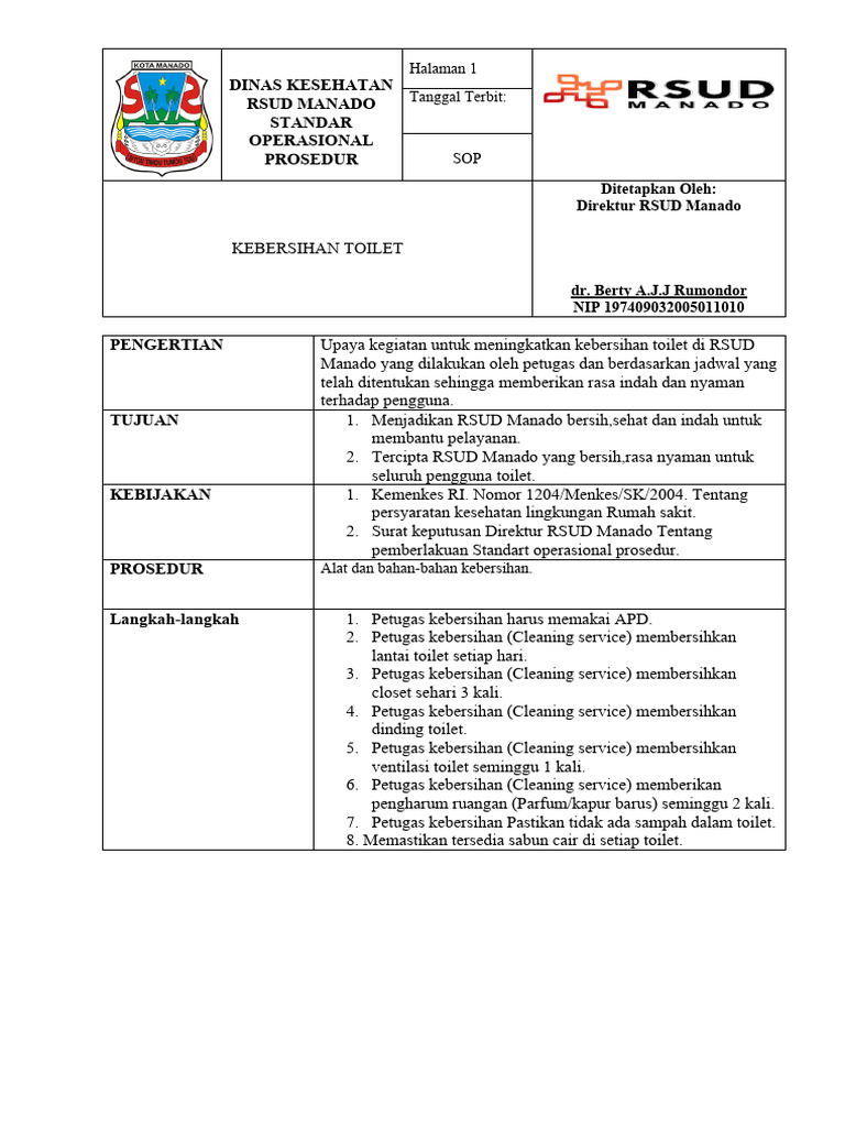 SOP kebersihan toilet | PDF