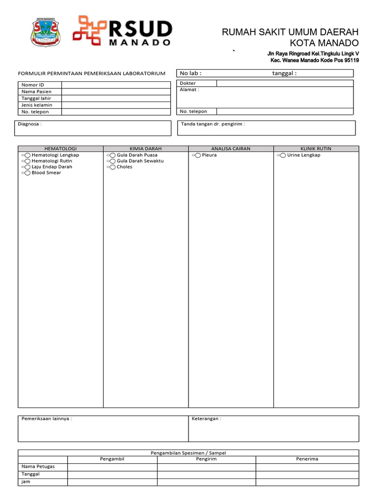 Formulir Permintaan Pemeriksaan Laboratorium | PDF