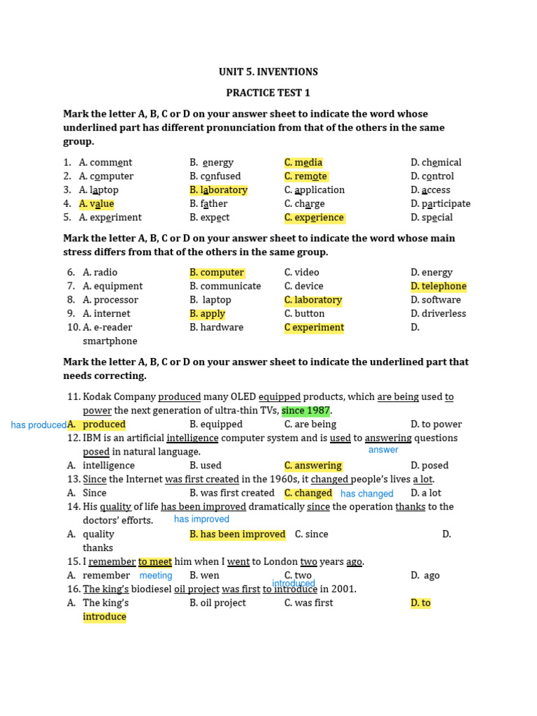g10 U5 Practice | PDF | Invention | Fitbit