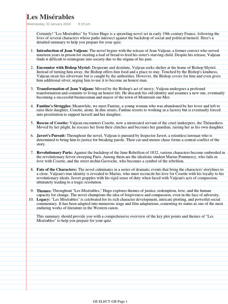 Les Misérables | Download Free PDF | Cosette | Les Misérables