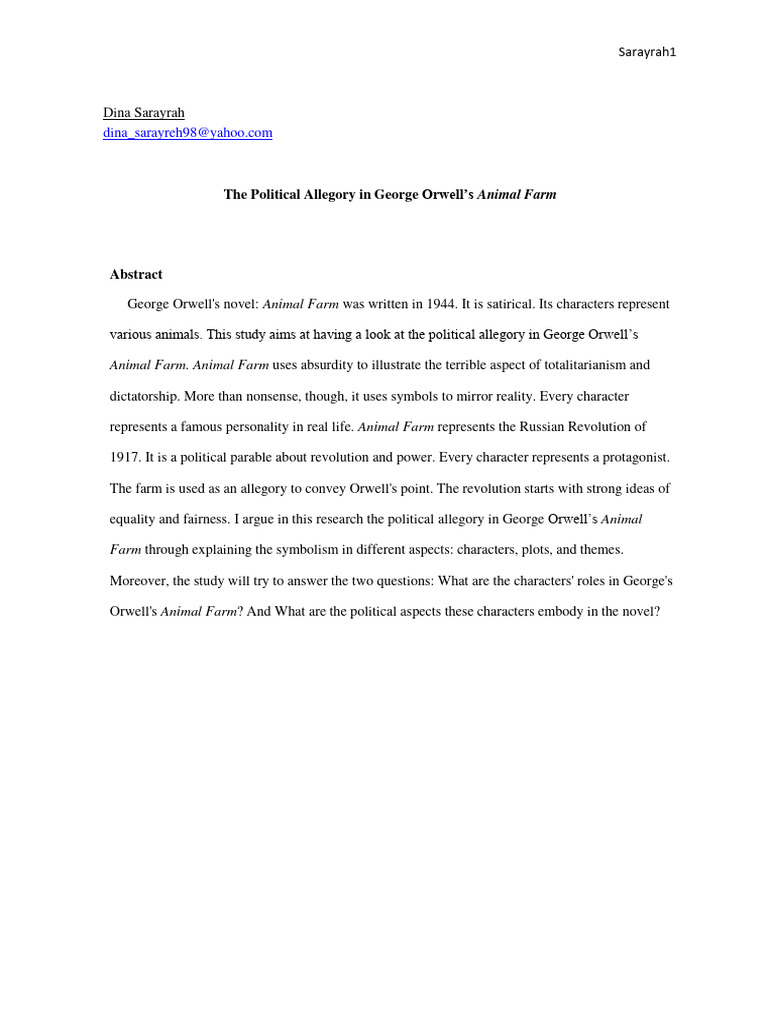 The Political Allegory in George Orwells | PDF | Communism | Karl Marx