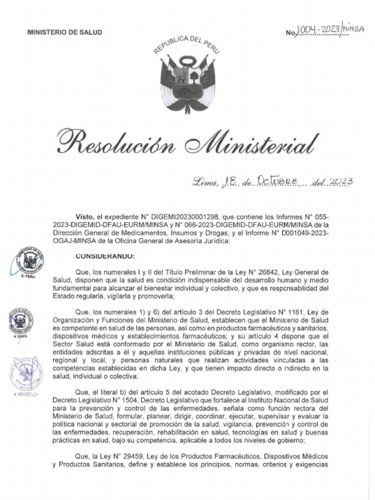 RM 1004 2023 Minsa | PDF