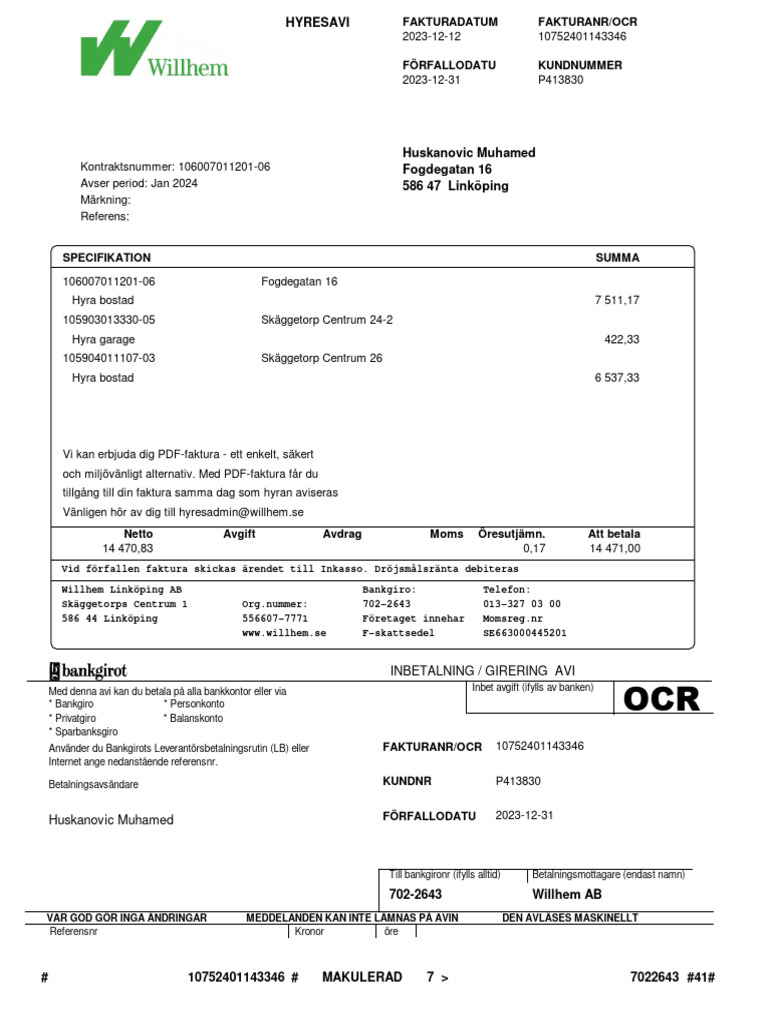 Inbetalning / Girering Avi: Var God Gör Inga Ändringar Meddelanden Kan ...