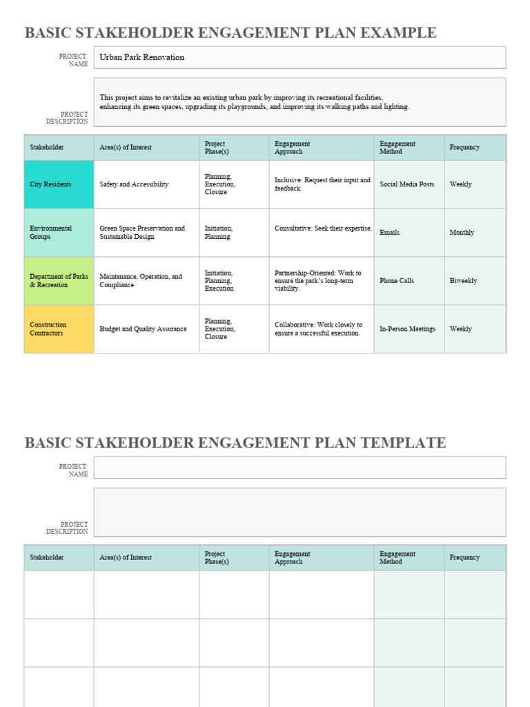 IC Basic Stakeholder Engagement Plan Template Example 0 | PDF ...