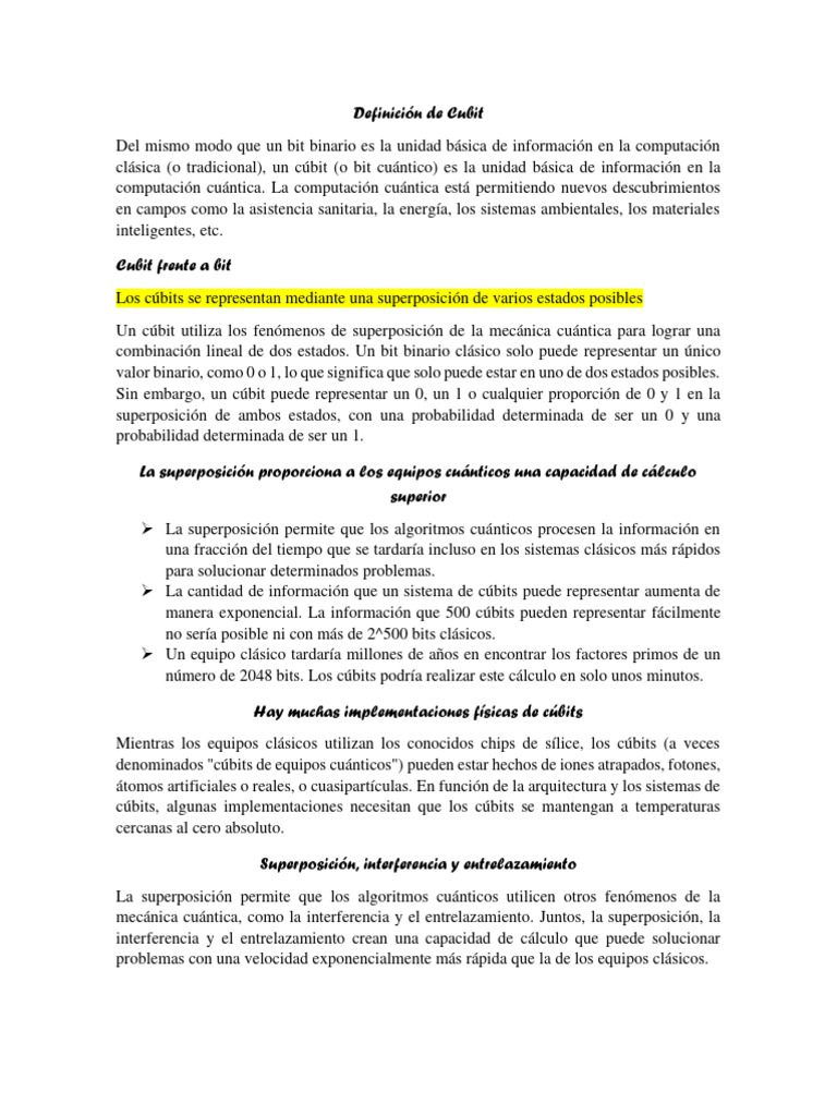 Definición de Cubit | PDF | Computación cuántica | Entrelazamiento cuántico