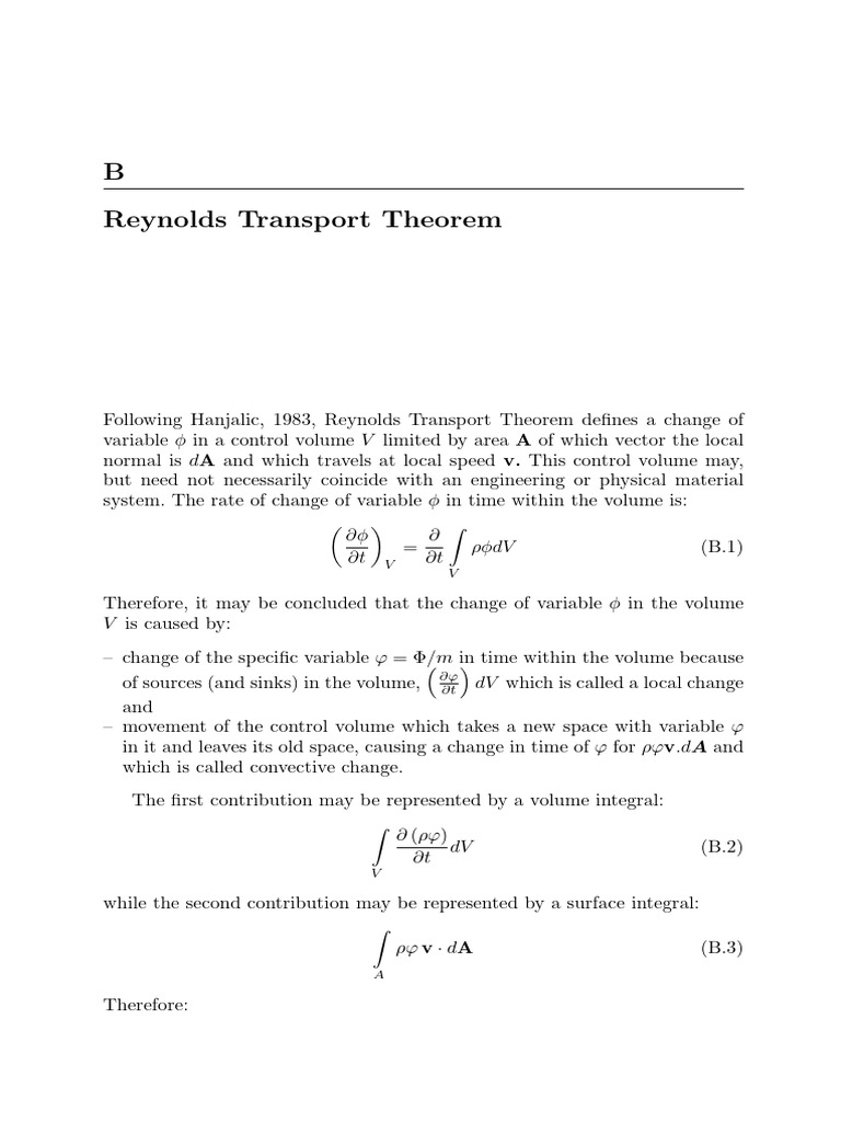 Reynolds Transport Theorem | Download Free PDF | Applied Mathematics | Mathematical Analysis