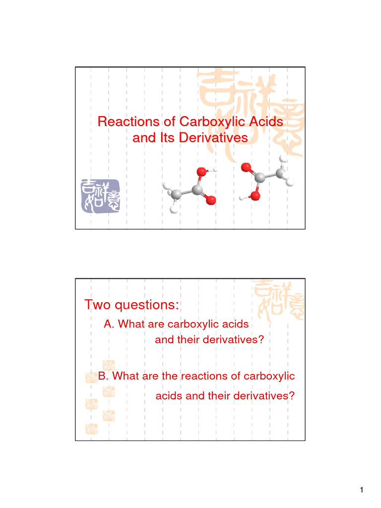 Reactions of Carboxylic Acids and Its Derivatives | PDF | Ester ...