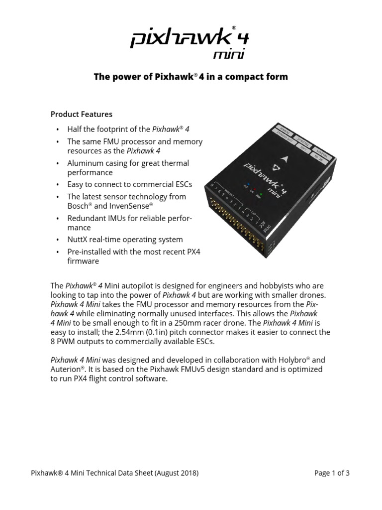 Pixhawk4mini Technical Data Sheet | PDF | Unmanned Aerial Vehicle | Computer Engineering