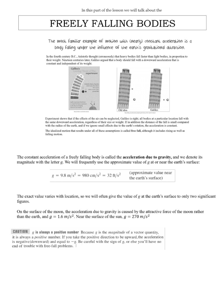 Free Falling Bodies | PDF