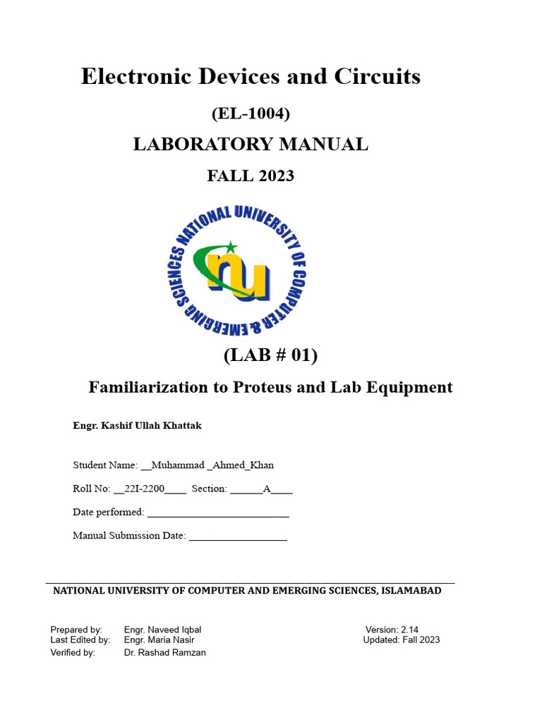 Proteus Lab Guide for EDC Students | PDF | Electrical Network | Voltage