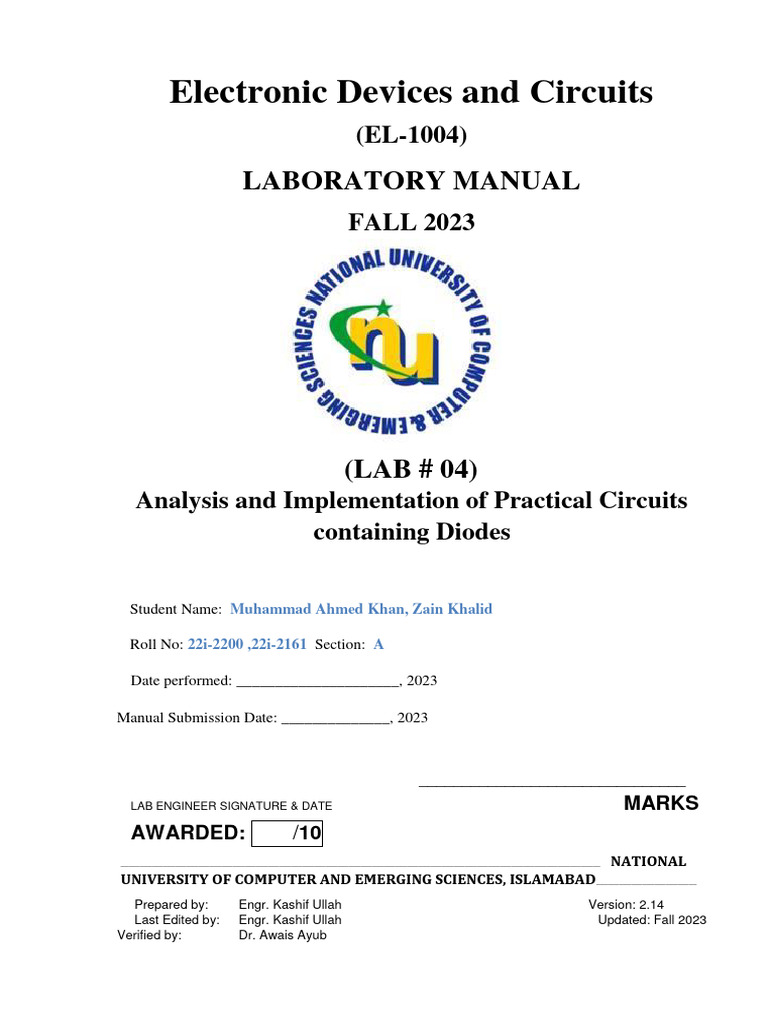 EDC lab 4 | PDF | P–N Junction | Diode
