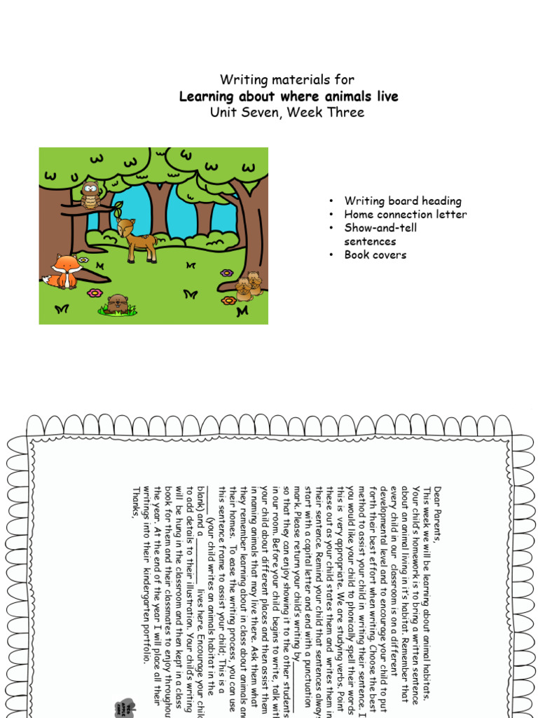 Animal Habitats Writing Assignment | PDF | Linguistics | Cognitive Science
